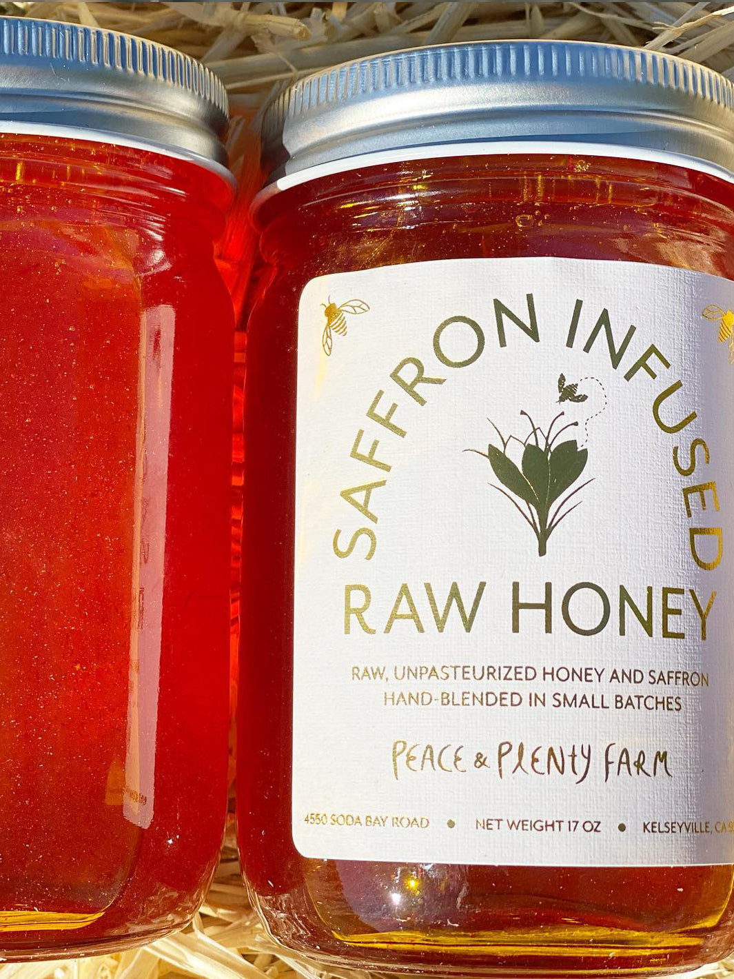 Saffron-Infused Raw Honey (17 oz) – Peace and Plenty Farm